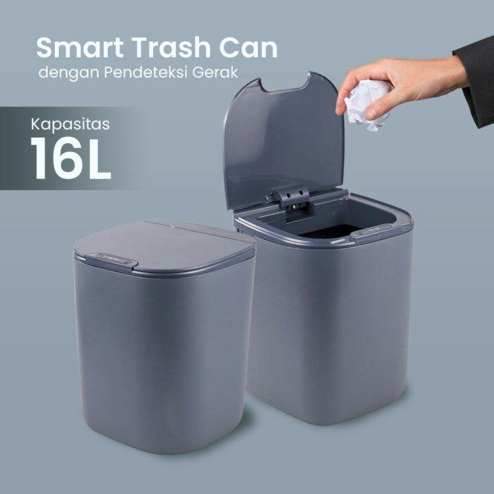 SMART TRASH CAN KAPASITAS 16 LITER TEMPAT SAMPAH SENSOR OTOMATIS TANPA ...