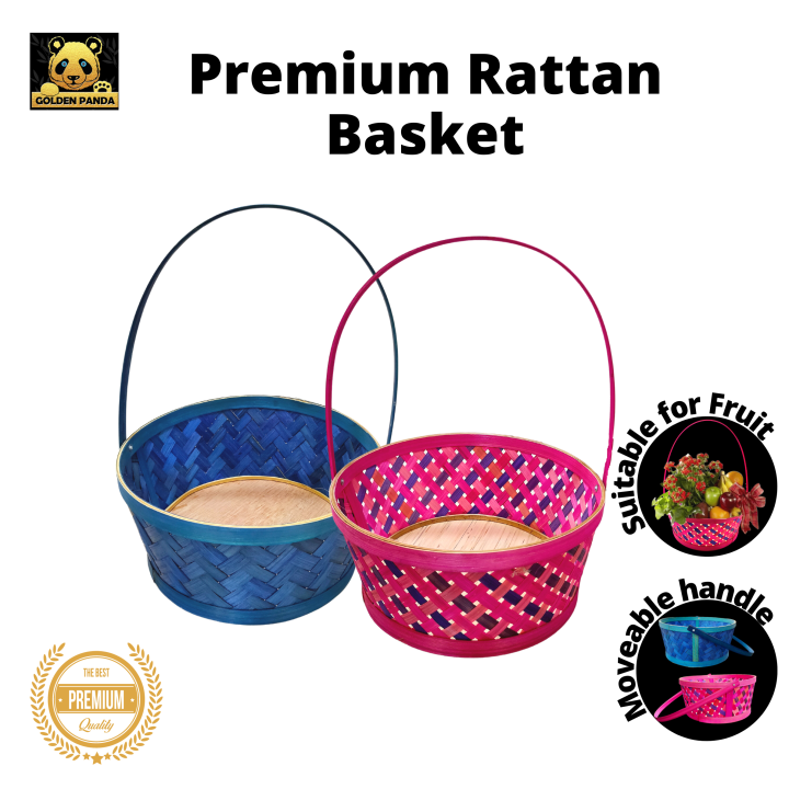 Blue/Pink Basket/Living Bamboo Basket/ bakul buah/ bakul rotan | Lazada
