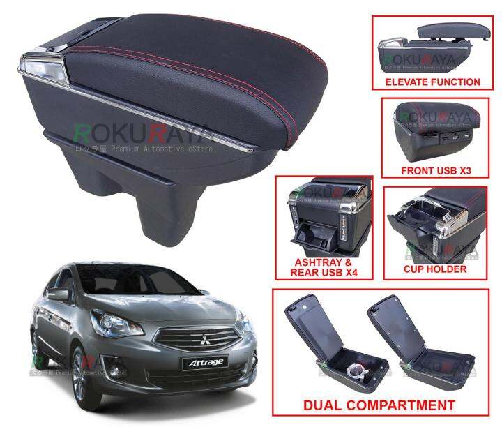 Mitsubishi Attrage Custom Fit Multi Purpose USB Chrome Redline Leather ...