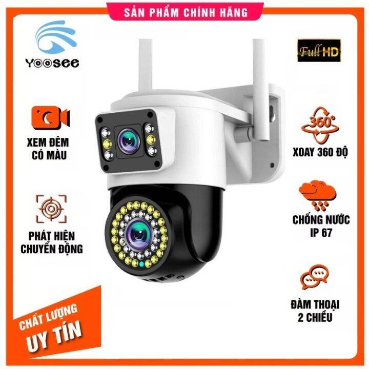 Camera Wifi giám sát ngoài trời Yoosee Full HD 2 mắt Q42, 1 mắt cố định ...