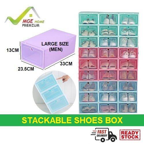 MGE HOME Premium Stackable Colourful Shoes Box Foldable Shoes Rack ...