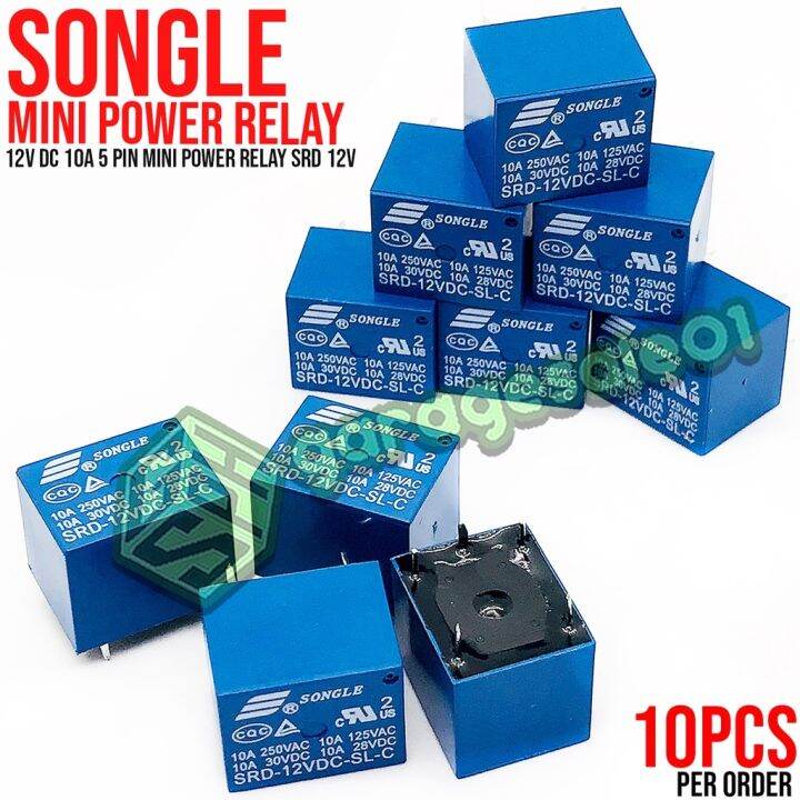 ⚡10 pcs SONGLE 12V DC 10A 5 Pin Mini Power Relay SRD 12V⚡ | Lazada PH