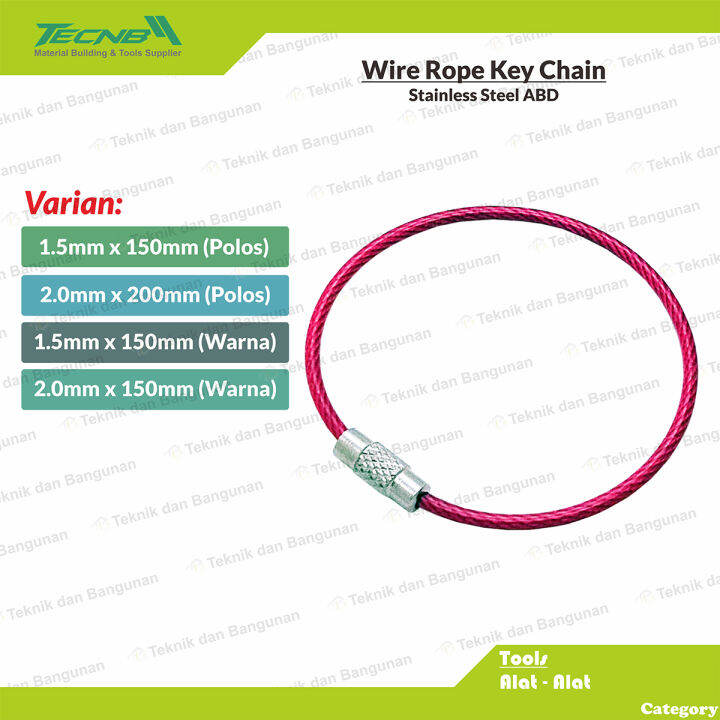 Gantungan Kunci Tali Kawat Stainless Steel Wire Ring Rope ABD | Lazada ...