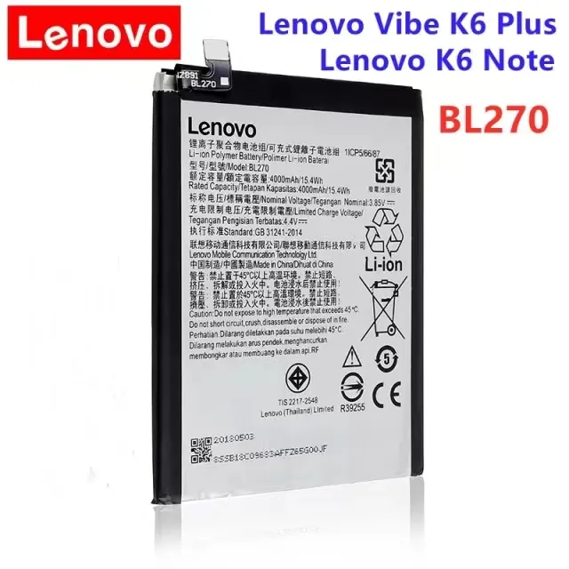 LENOVO Battery High Capacity BL270/BL 270/ K8 Note XT1902-3 XT1902-2 ...
