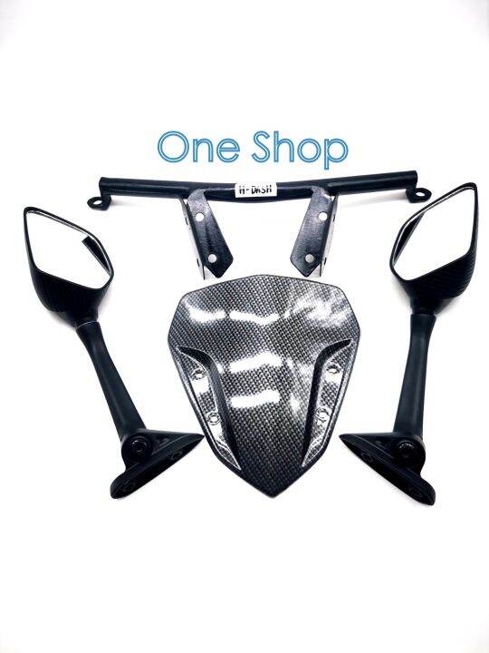 Carbon Visor W/Bolts W/Side mirror W/Bracket(4in1) for Mio/Click V1 ...