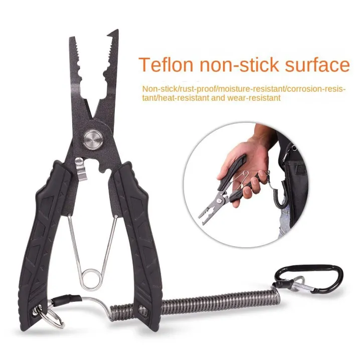 ACESCEN แบบพกพามัลติฟังก์ชั่สแตนเลสเครื่องมือตกปลาสายตัดจัดการประมงสายตัดตกปลาคีมตะขอ Remover ...