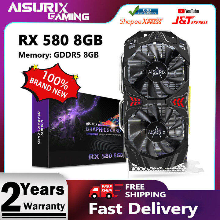 AISURIX New RX 580 8GB Graphics Card 100% Radeon AMD GDDR5 2048sp Video ...