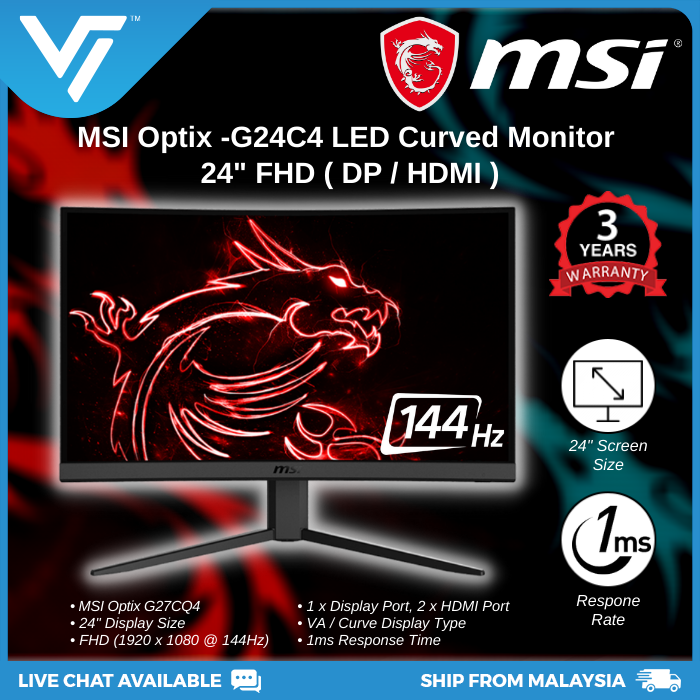 MSI Optix G24C4 (23.6") / G32C4 (31.5") FHD Curved LED Gaming Monitor ...