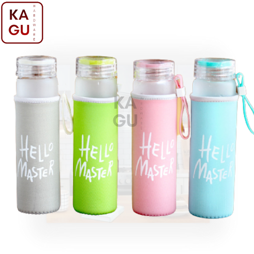 KAGU Botol Minum Kaca Hello Master Dengan Pouch Botol Hello Master ...