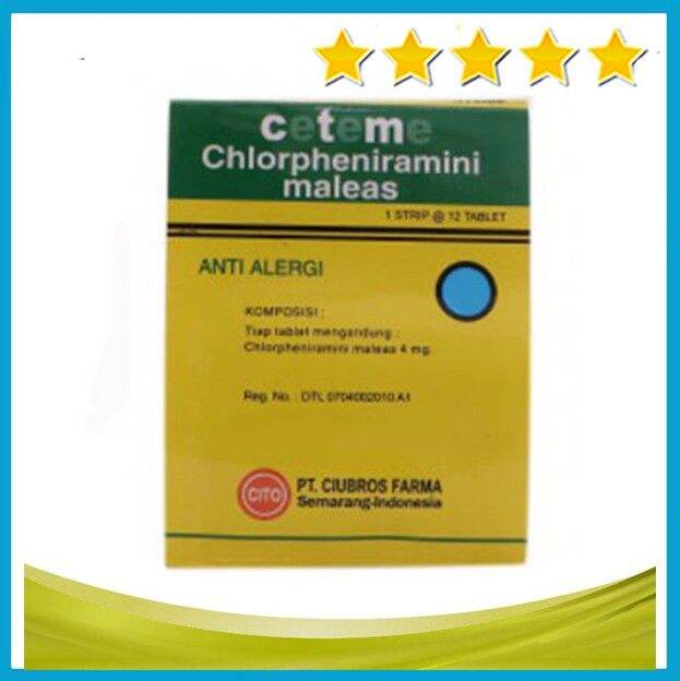 CTM 4 Mg 12 Tab - Obat Alergi Rhinitis Gatal Gatal & Biduran | CeTeMe | Lazada Indonesia