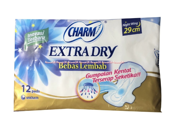 Charm Extra Dry Bebas Lembab Slim Day Wing 29CM 12 Pads Pembalut Wanita Cewek Charms Ektra Dray ...