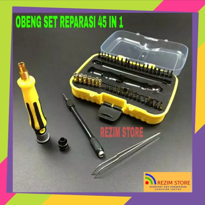 Obeng Set Reparasi magnet 45 in 1 Tools Set Multifungsi Service Elektronik | Lazada Indonesia