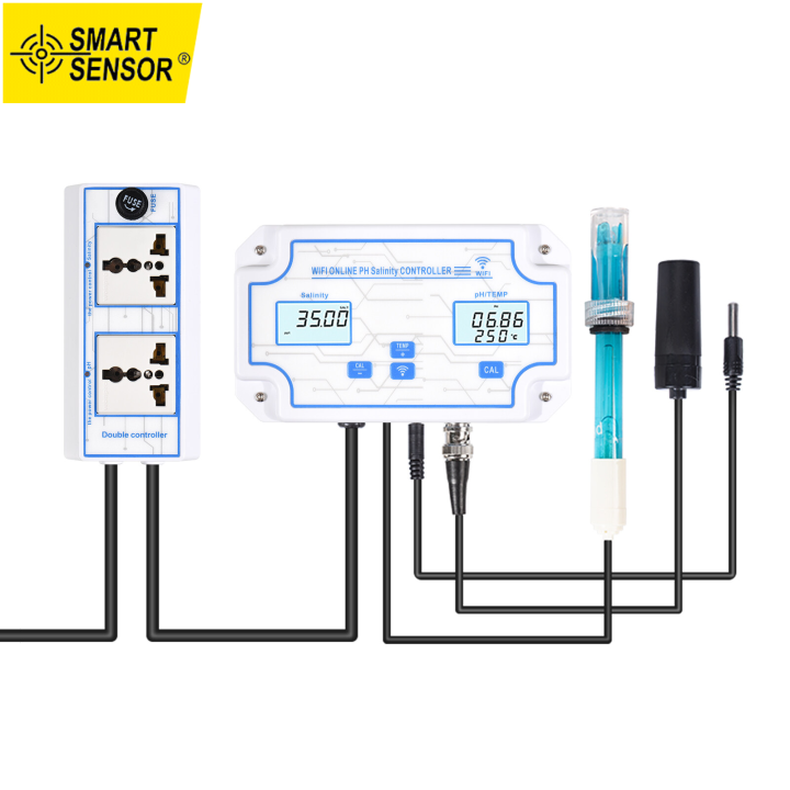 Smart Sensor 3-In-1 Ph/salinity/temp Water Quality Detector Ph/temp-Salinity Controller 14.00pH ...