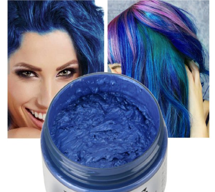 BLUE POMADE COLOUR TEMPORARY HAIR WAX COLOUR 100g (bila cuci rambut ...