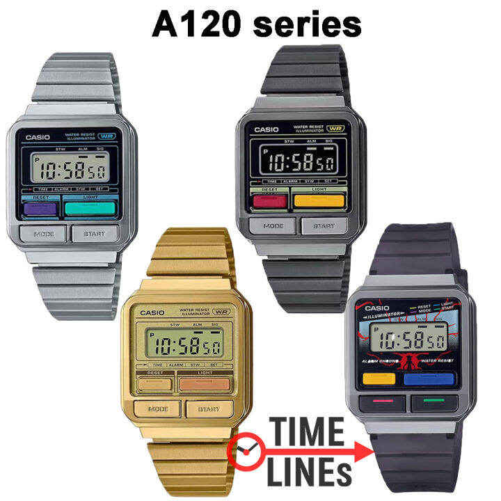 CASIO รุ่น A120WE-1A A120WEG-9A A120WEGG-1B A120WEST-1A นาฬิกาข้อมือ digital ทรง วินเทจ Classic ...