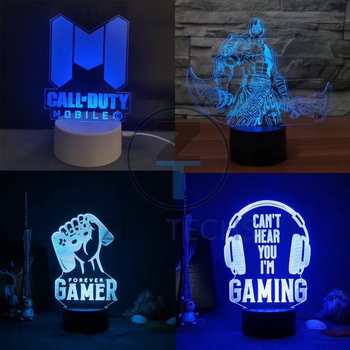 【new】 Gamer COD mobile kratos GOW 3D Led Illusion Night Lights 16 or 3 ...