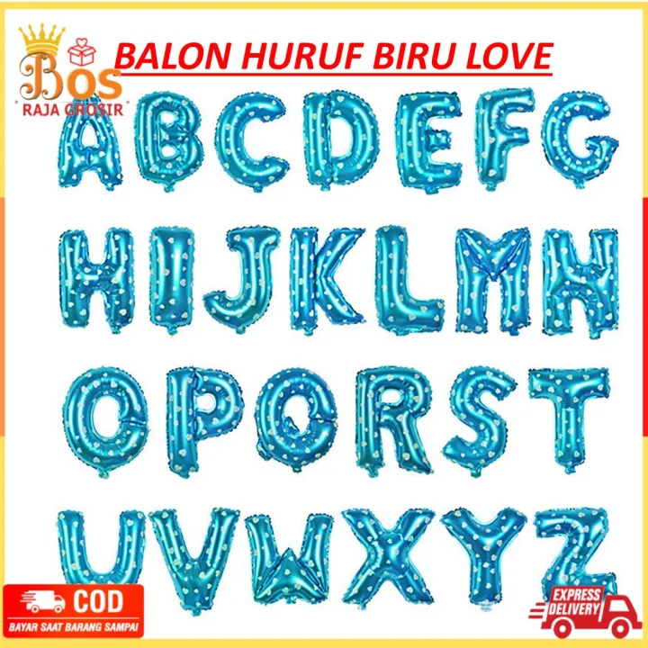 BRG Balon Foil Huruf Motif Love ±40cm Ballon Foil Abjad Alphabet Love ...