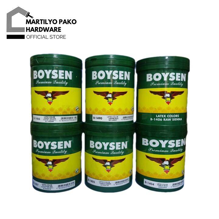 BOYSEN Paint Latex Color 1L&1/4L Hansa Yellow, Lampblack, Raw Sienna ...