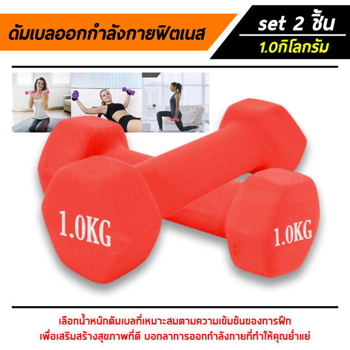ดัมเบล Dumbbells สำหรับลดไขมันต้นแขน ออกกำลังกาย ฟิตเนส 1 Kg. 1 คู่ ...