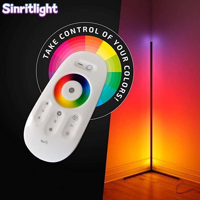 ☁ LED Remote Control Dimmable RGB Corner Floor Lamp Nordic MultiColor ...