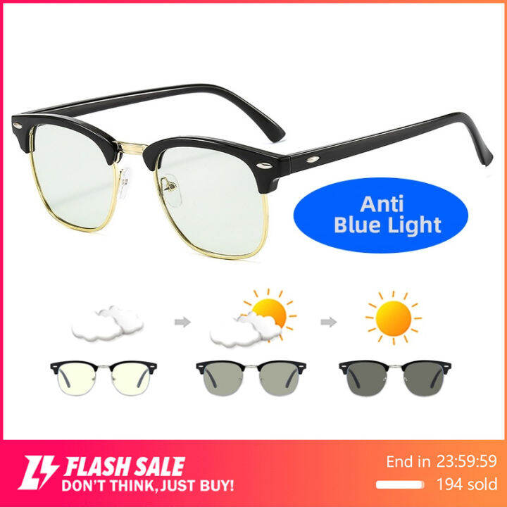 Photochromic glass Eyeglasses with Frame and Anti rad Radiation Blue ...