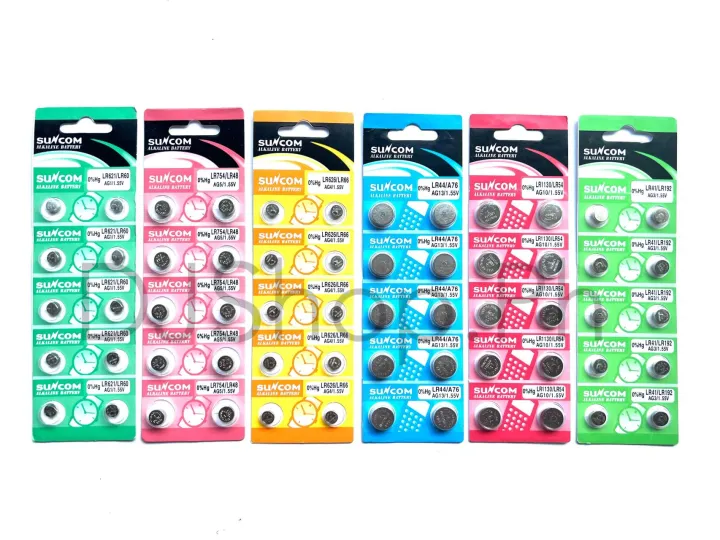 Suncom Battery Alkaline Watches Button Coin Cell LR1130/LR54/AG10 LR626/LR66/AG4 LR44/A76/AG13 ...