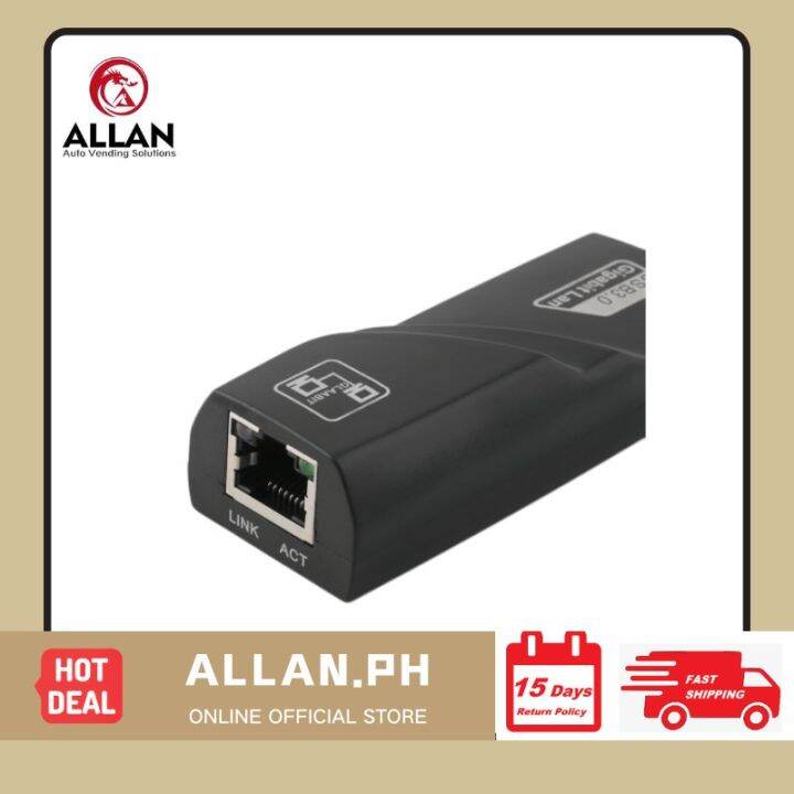 【Ready Stock】 Allan USB to lan 3.0 to 101001000 Mbps Gigabit RJ45 Ethernet LAN Network Adapter ...