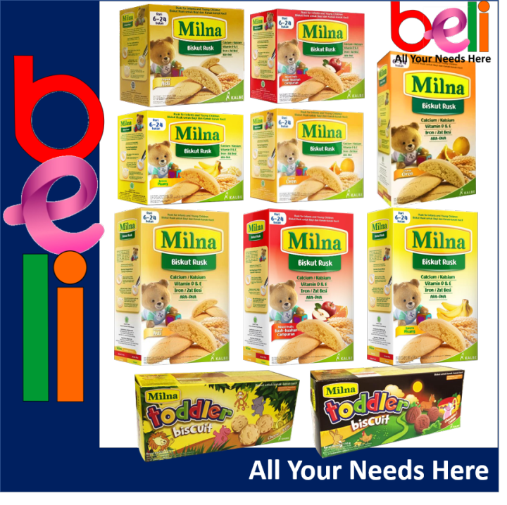 Milna Baby Rusk, Cereal Biscuit (Original, Orange, Banana, Mix Fruit ...