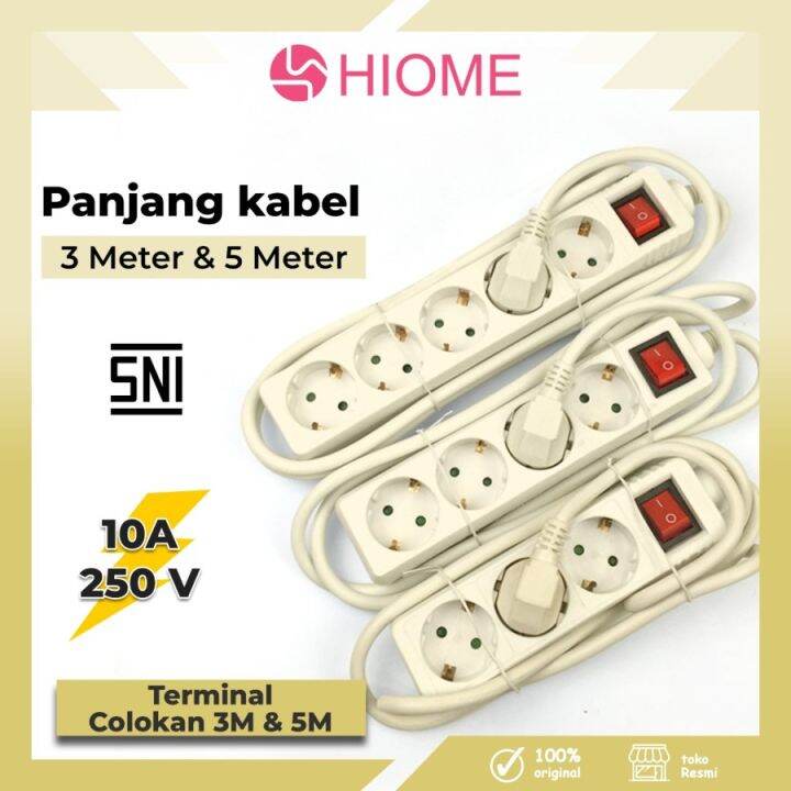 HIOME Stop Kontak 3M&5M/ Colokan 3,4,5 Lubang Colokan SNI/Terminal Colokan | Lazada Indonesia