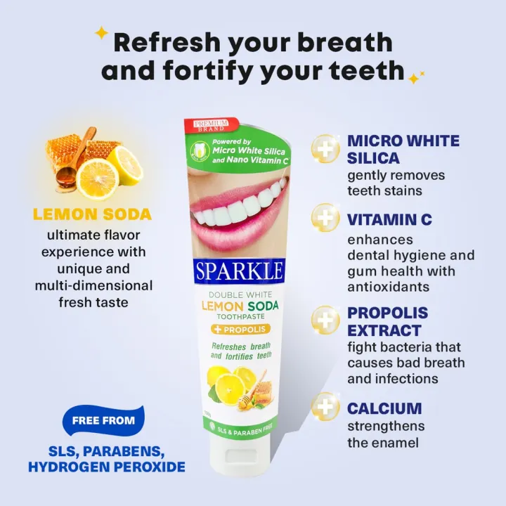SPARKLE Double White Healthy Whitening Toothpaste Lemon Soda Flavor ...