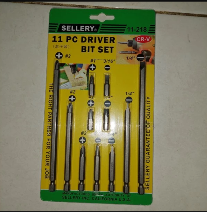 Mata Obeng Set 11pcs Panjang Sellery Bit Set Obeng Magnetic Mata Bor ...