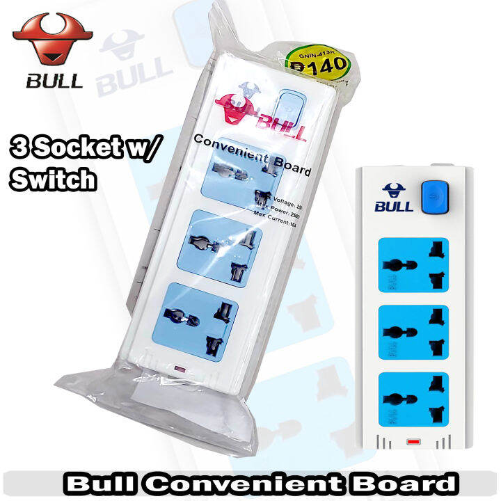 Bull Rewireable Extension Socket 413K 2500w 10A 3 Outlets | Lazada PH