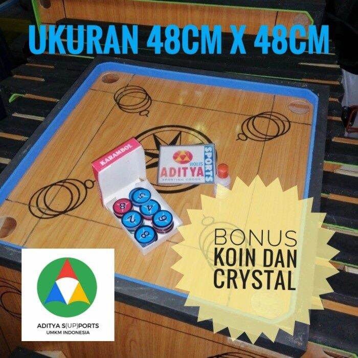 Meja Papan Karambol Carrom Play Board Koin Lengkap Crystal Bola Murah ...