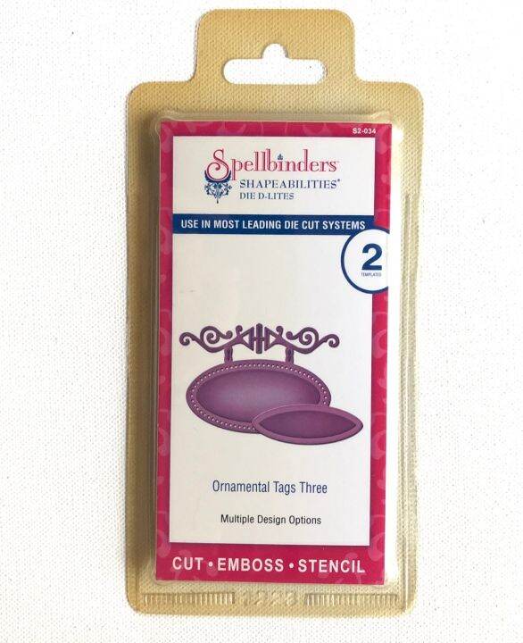 Spellbinders Cut-Emboss-Stencil Die Cut S2034 Ornamental Tag 3 ...