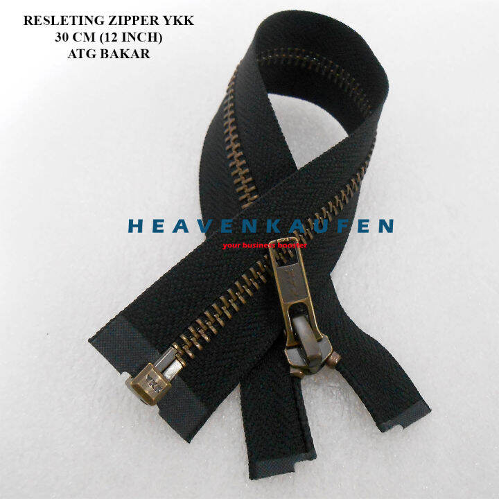 Resleting Zipper Ritsleting YKK 30 cm Atau 12 inch Warna ATG Bakar Type Gigi Besi Model Set Open ...