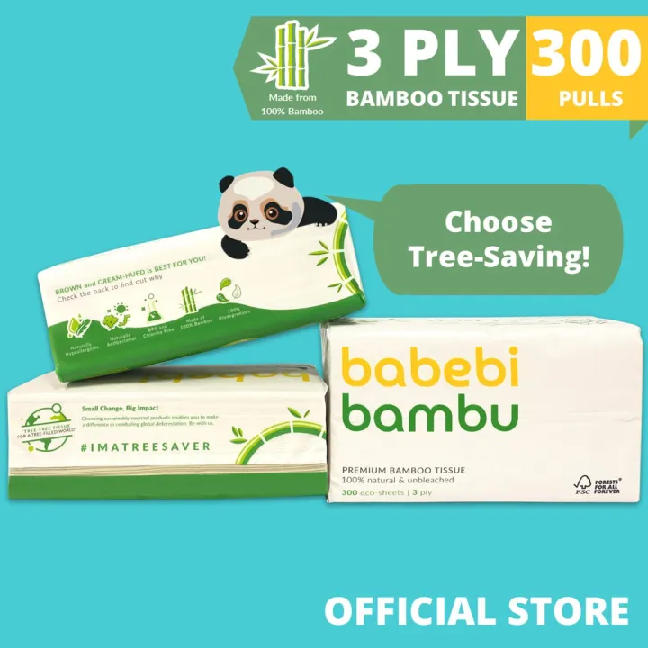 Stop Wiping with Trees, BabebiBambu Bamboo Tissue 3 packs - Ecofriendly ...