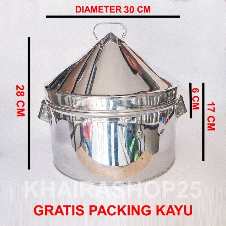Klakat Steamer kukusan bulat 1 susun stainless diameter 30 cm + packing ...