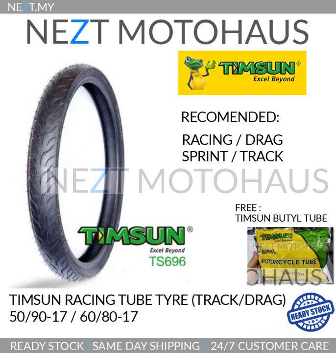 TIMSUN RACING TYRE TAYAR TS696 50/90-17 60/80-17 FREE BUTYL TUBE | Lazada