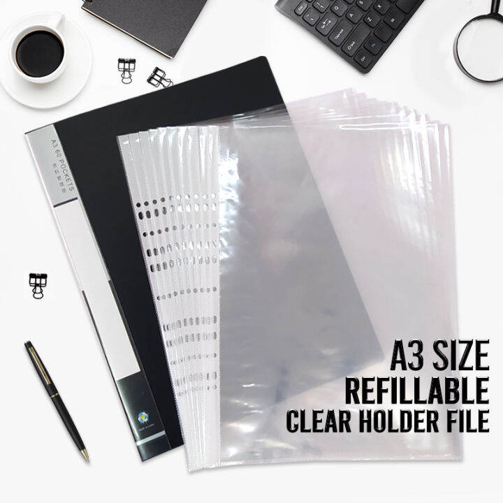 VC Art A3 Clear Holder File Refillable Strong Hold High Thickness ...