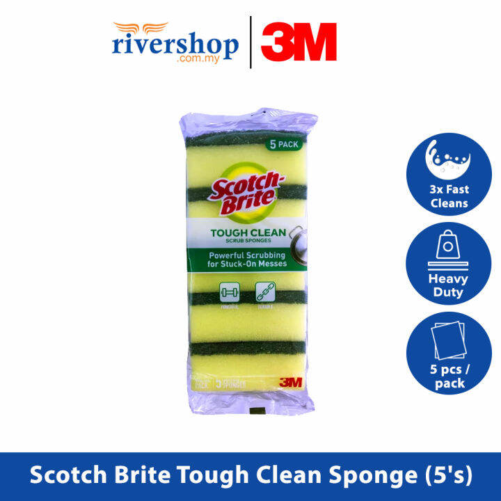 3M Scotch Brite 21-5 Tough Clean Scouring Sponge (5's) | Lazada