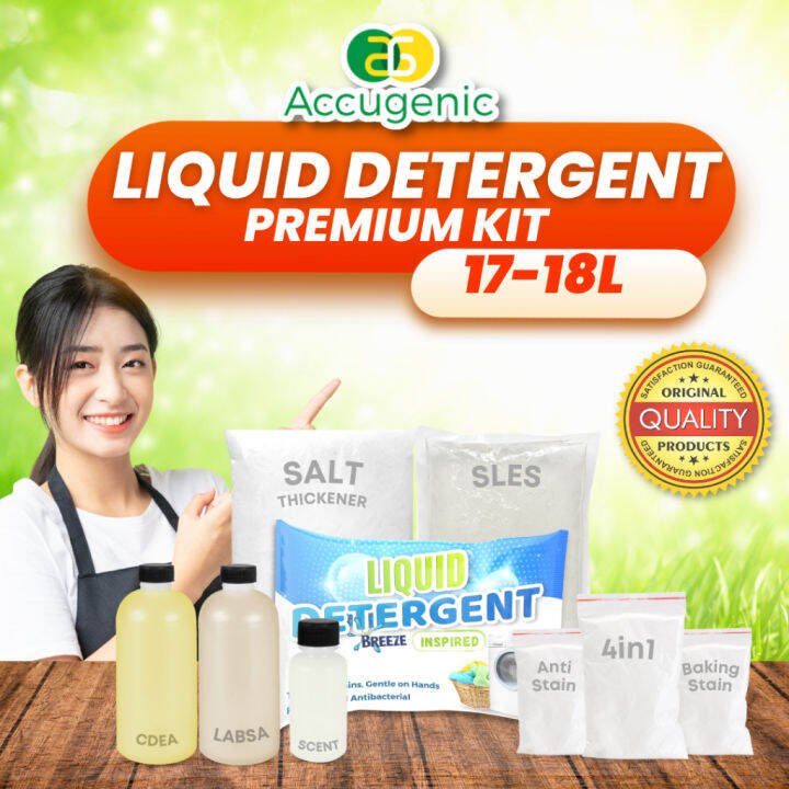 Accugenic Premium Liquid Detergent DIY Kit 17 Liters Yield with Complete Raw Material Laundry ...