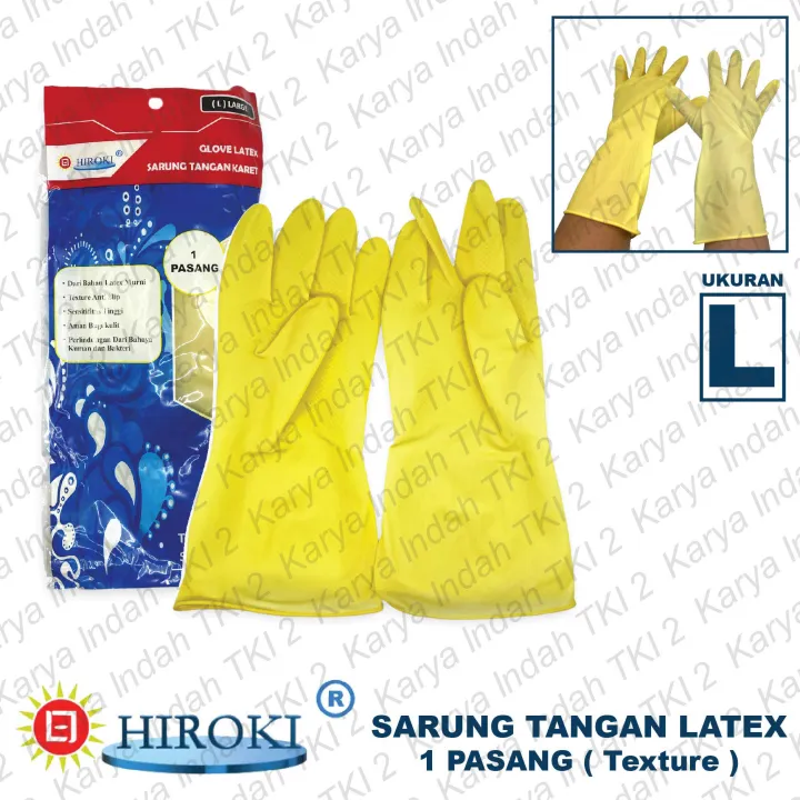Sarung Tangan Karet Texture HIROKI 1 Pasang Hand Glove Latex Cuci ...