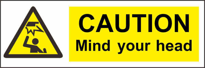 สติ๊กเกอร์ความปลอดภัย - Sticker - Mind Your Head sign 30x10cm- สำหรับ ...