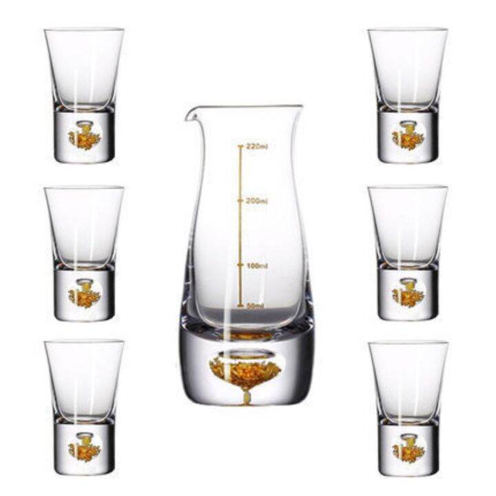 Gold Foil Crystal Glass Liquor Cup Sip Handmade Spirits Wine Dispenser ...