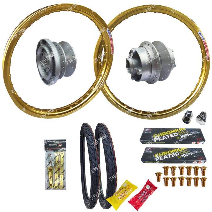 วงล้อชุด M-SLAZ สีทองจืด ชีด YOKO1.40-17 ดุมล้อกลึงด้าน ซี่ลวดชุบ จาน ...