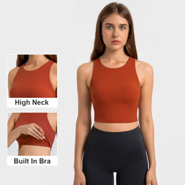 ABS LOLI High Neck Fitness Sports s Padded Yoga Crop Top Women ...