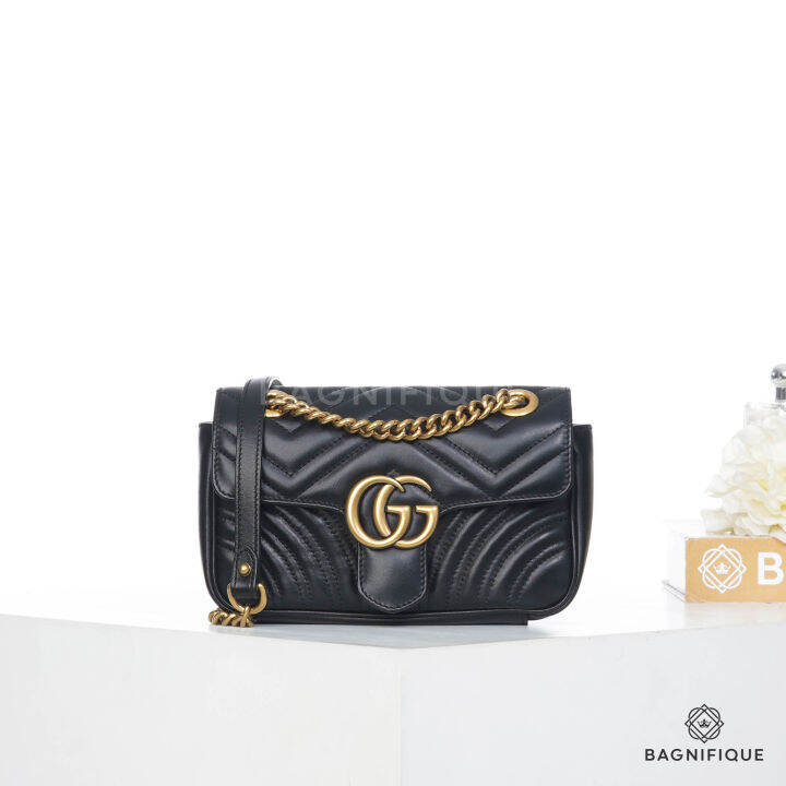 GUCCI MARMONT 22 BLACK CALF GHW | Lazada.co.th