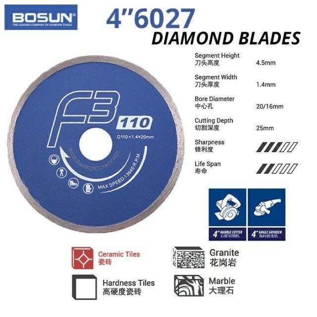 Heavy Duty 4” Bosun Tile cutting disc For Grender (Mata potong Mozek ...