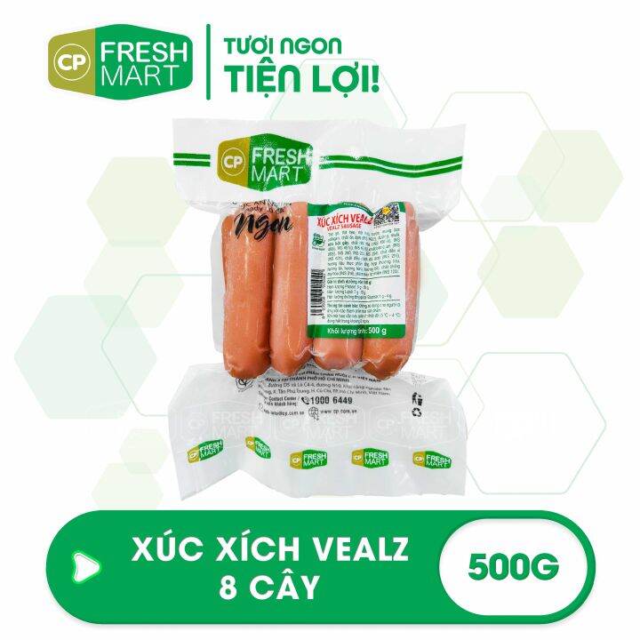 [Giao HCM] Xúc Xích Tươi Xông Khói Vealz CP 500g (8 cây) - Xúc Xích CP Foods - Thơm ngon tiện ...