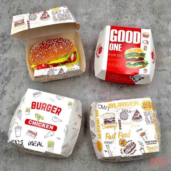 Fast Food Print Burger Box 50pcs / Burger Wrapper 100pcs | Lazada PH
